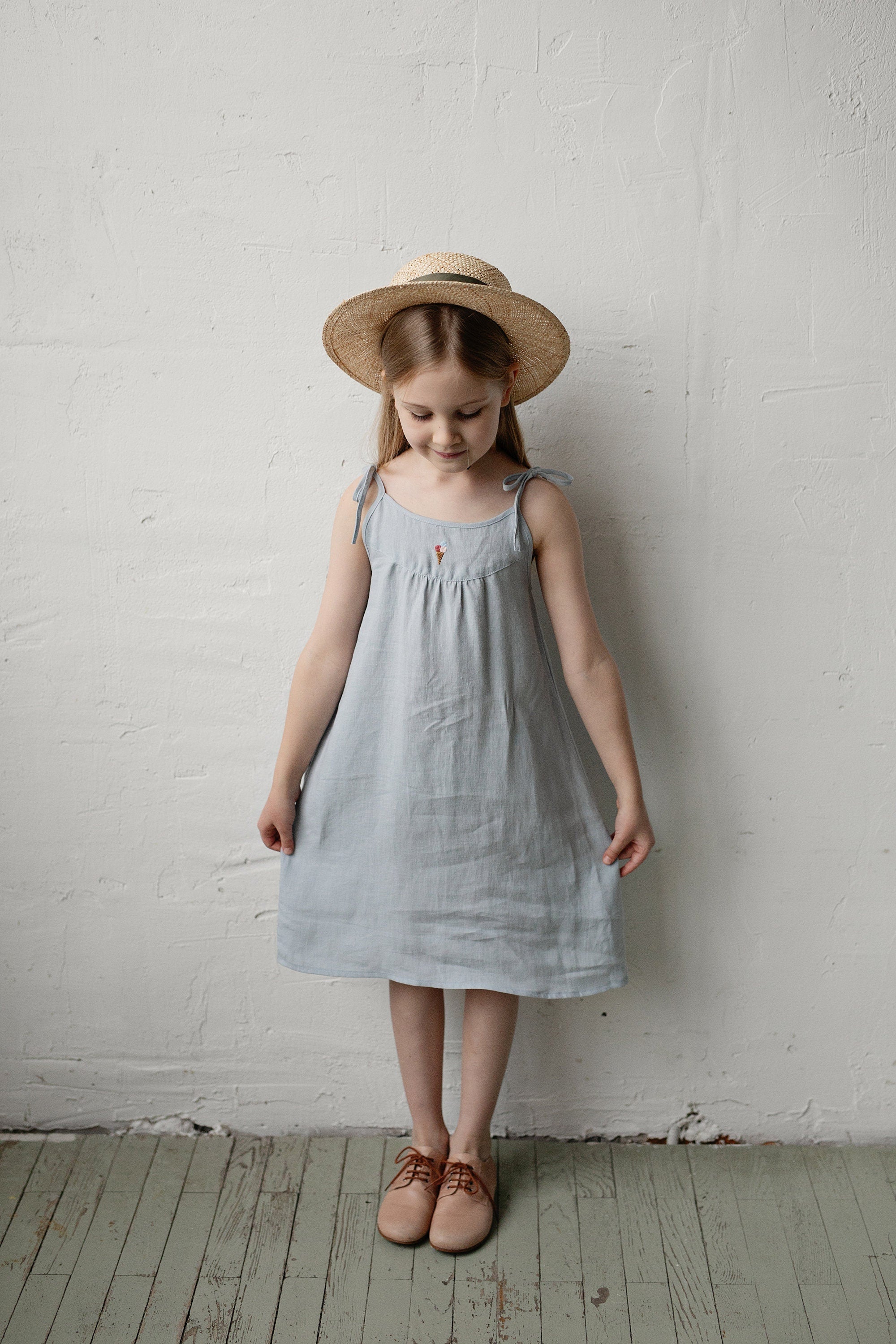 Baby Blue Ribbon Linen Dress – allthebeautifullinen