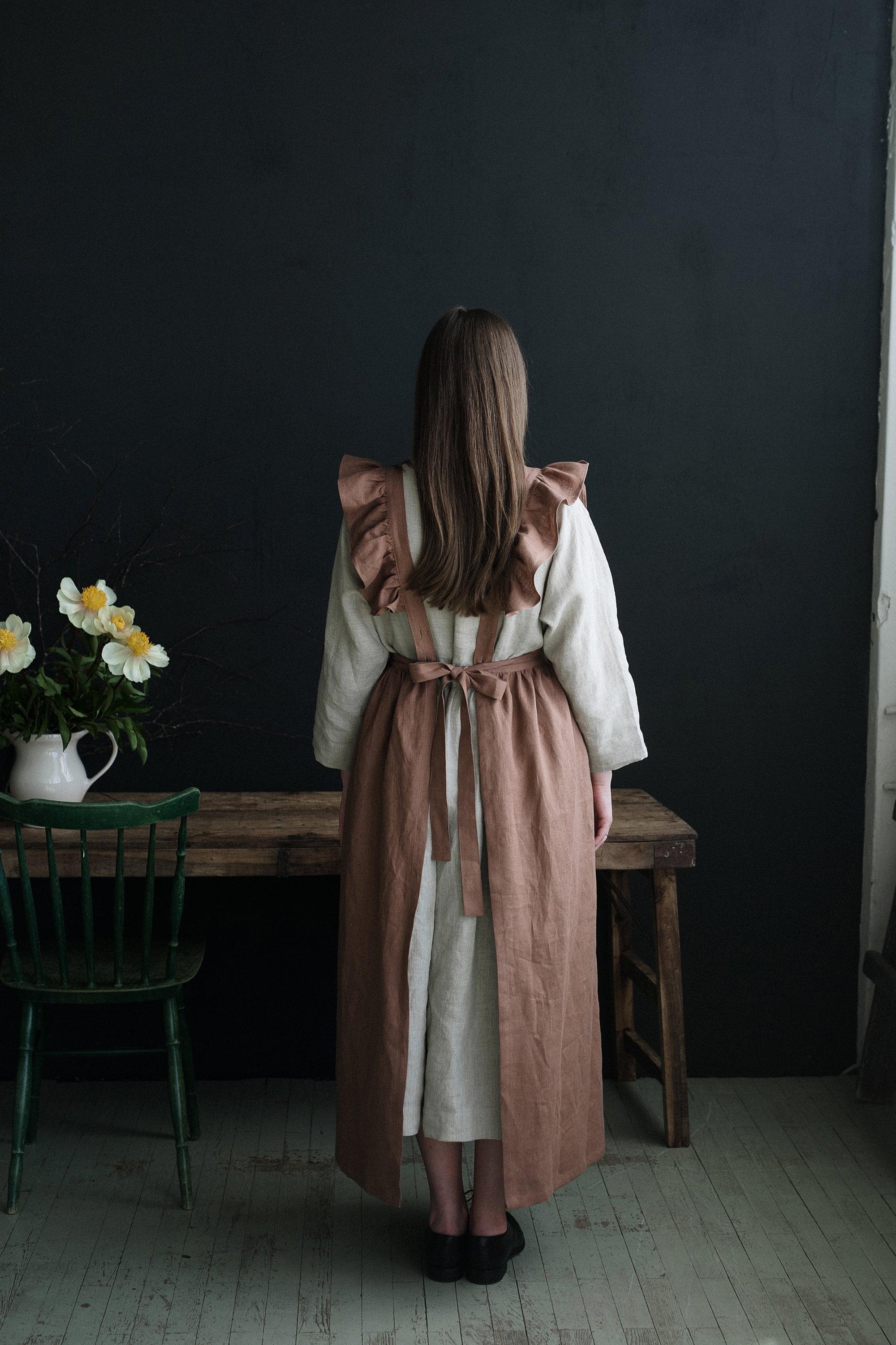 Caramel Long Vintage Linen Apron – allthebeautifullinen