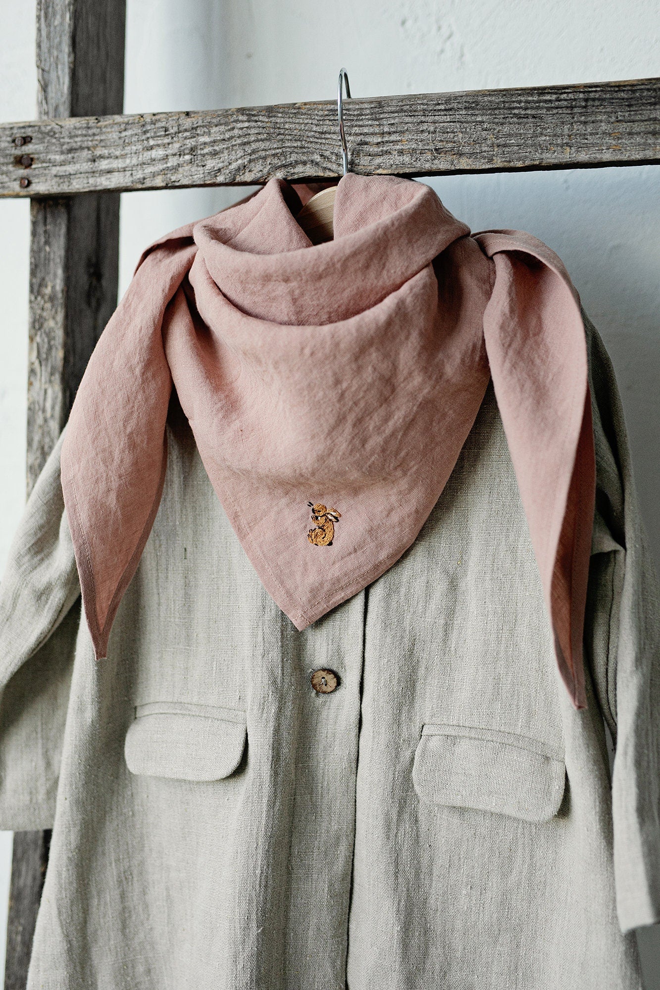 Dusty Rose Linen Scarf – allthebeautifullinen