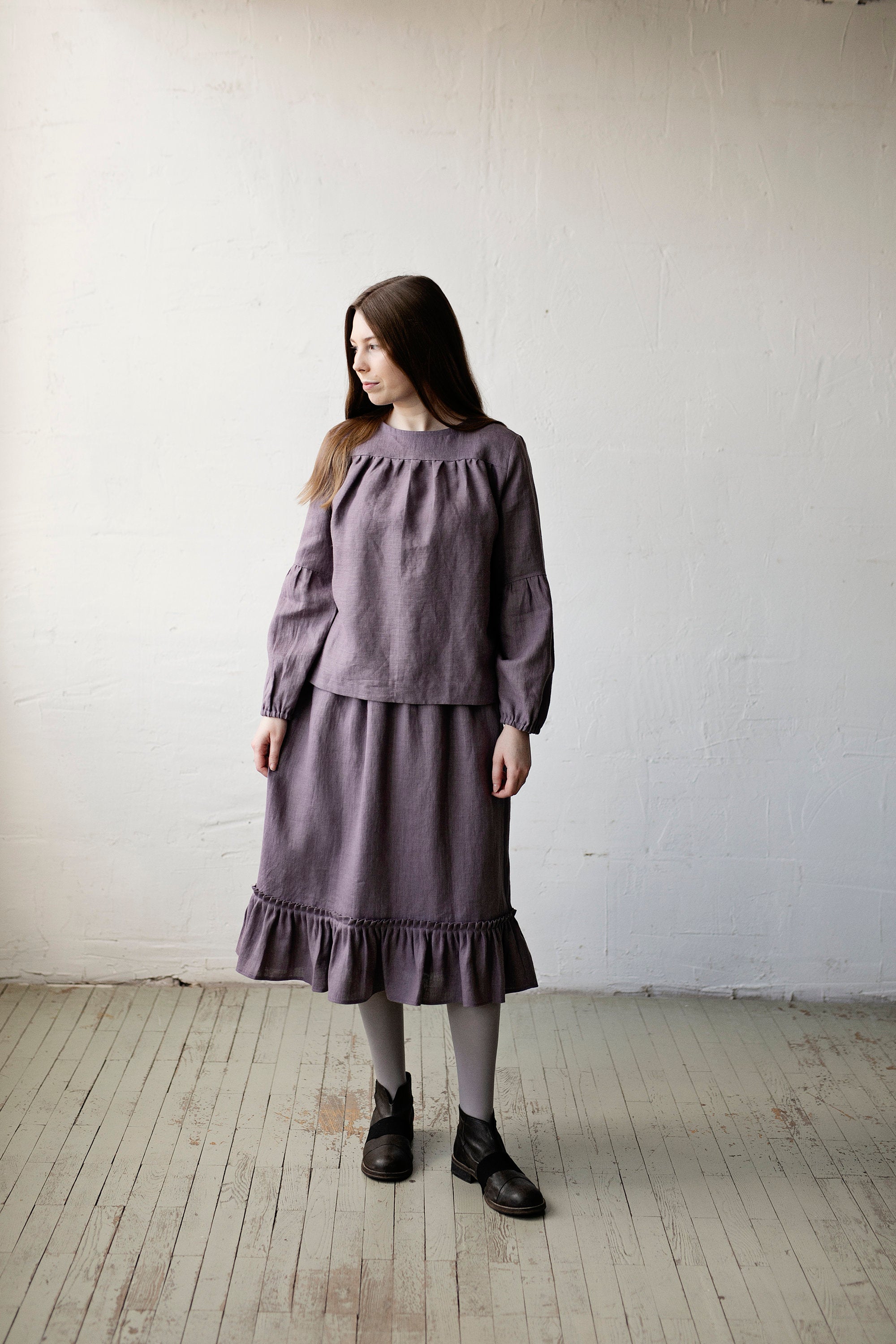 Mauve Victorian Linen Tunic – allthebeautifullinen