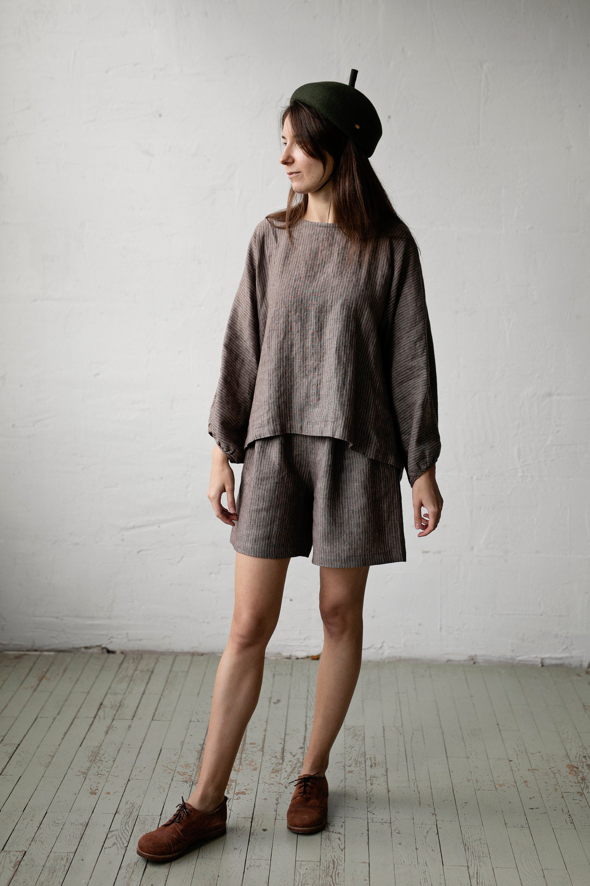 Brown Stripe Fall Linen Tunic – allthebeautifullinen