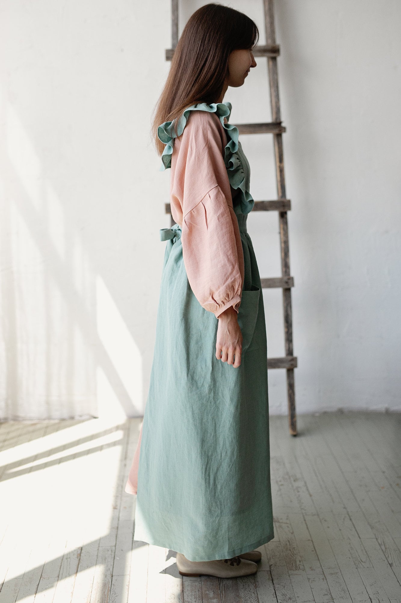 Mint Long Vintage Linen Apron – allthebeautifullinen