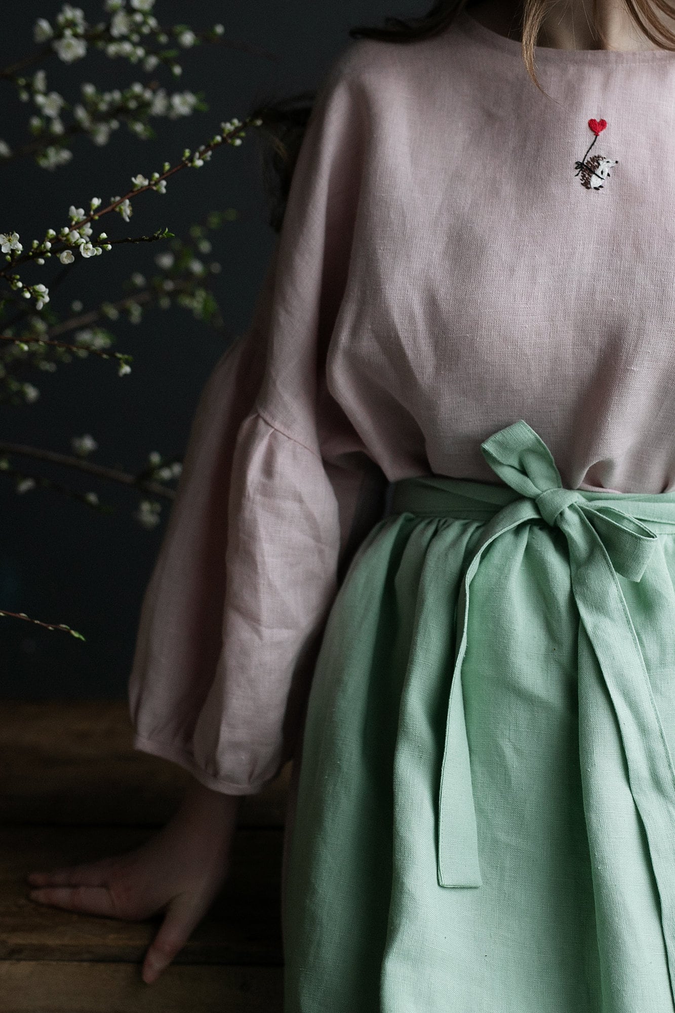 Valentine Baby Pink Linen Kimono Tunic – allthebeautifullinen
